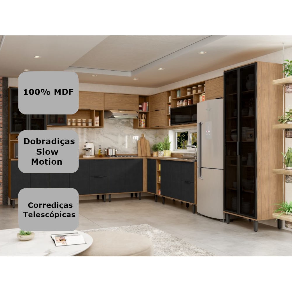 Cozinha Completa 20 Portas e 6 Gavetas MDF MX Móveis T | Schumann