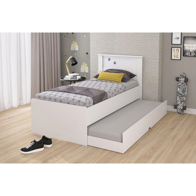 Bicama Solteiro 100% MDF Cimol Bianca II | Schumann