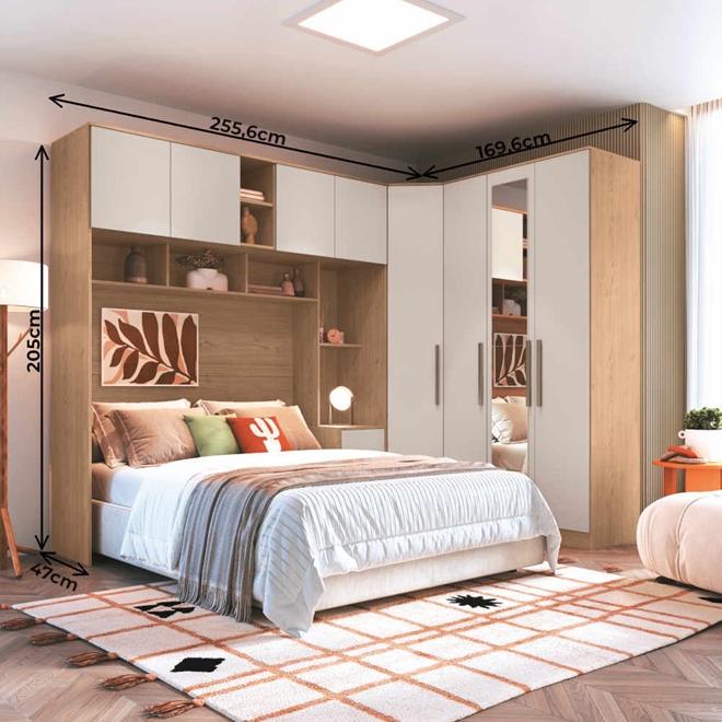 Quarto Modulado Casal 3 Peças Castro Urban Multisom