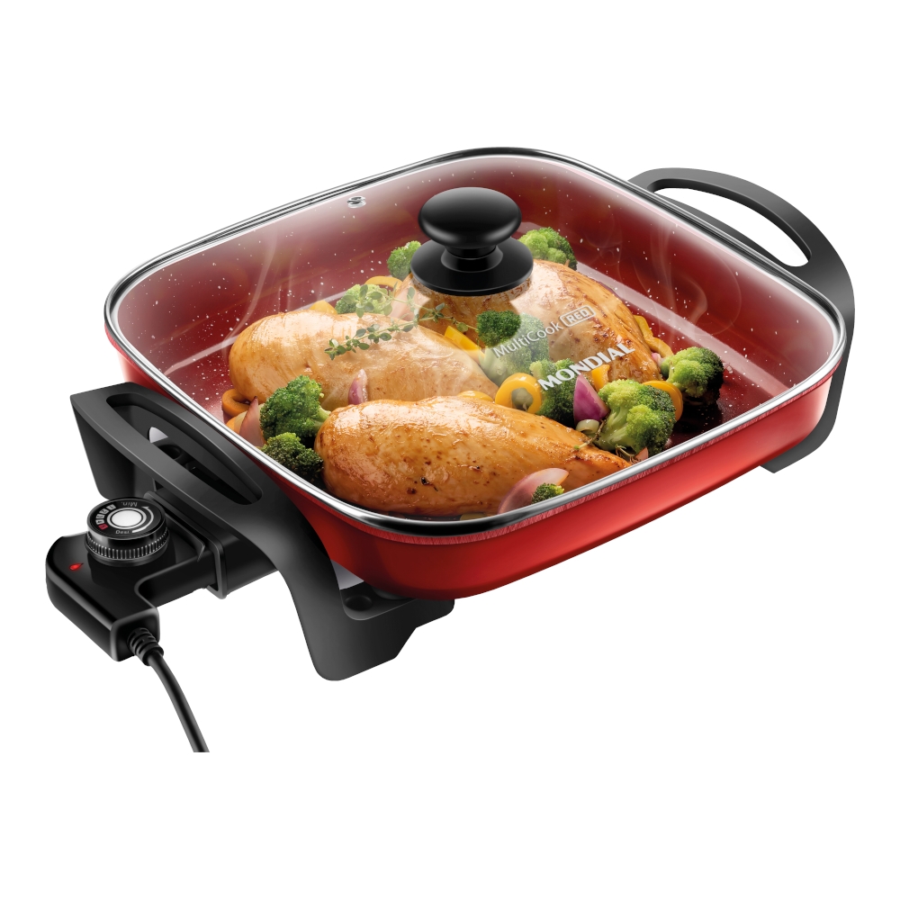 Panela Elétrica Grill Mondial PE-49-RC 1200W Preto/Ver | Schumann