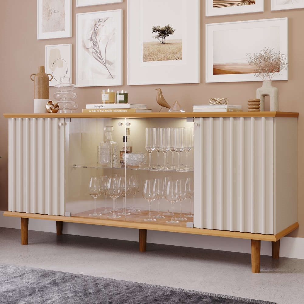 Buffet 4 Portas com Vidro 165cm 100% MDF Cimol Janice | Schumann