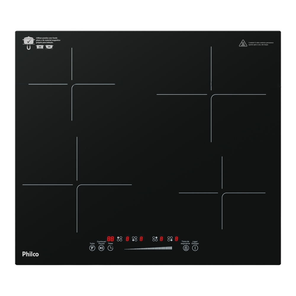 Cooktop 4 Bocas de Indução Philco Turbo Touch PCT40P P | Schumann