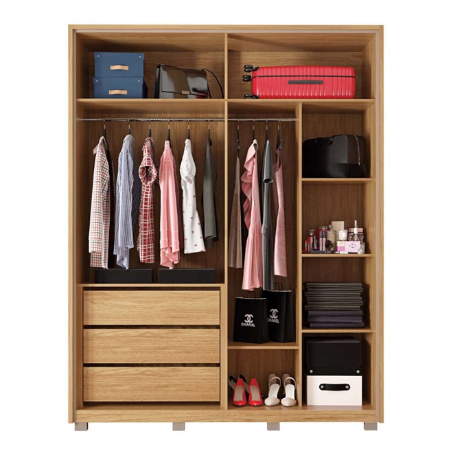 Guarda-Roupa Casal 4 Portas 3 Gavetas Caemmun Apollo Multisom