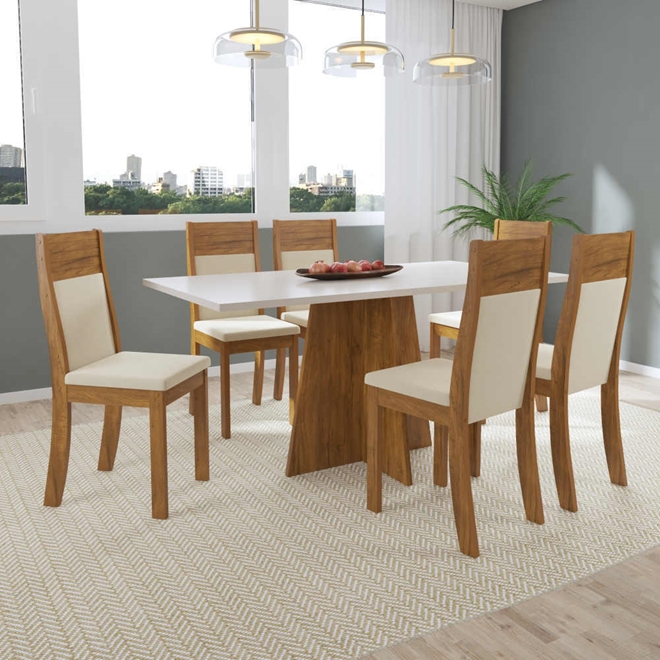 Conjunto Mesa de Jantar Dell com 6 Cadeiras Roma Viero | Schumann