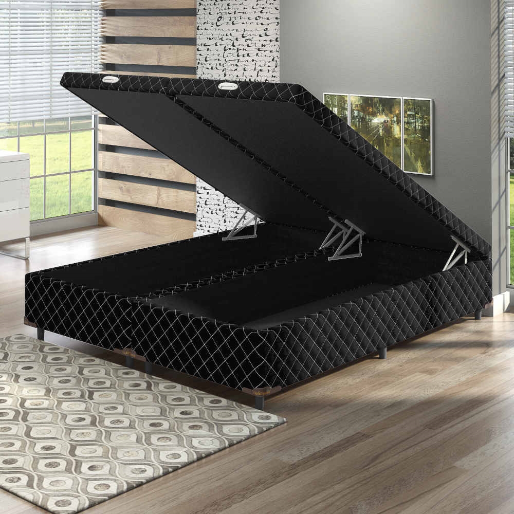 Base Baú p/Cama Box Queen Somopar Imperador Preto | Schumann