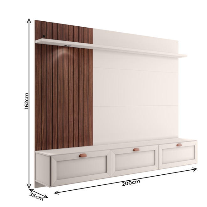 Painel para TV até 65 Polegadas 2m com 3 Portas Colibr | Schumann