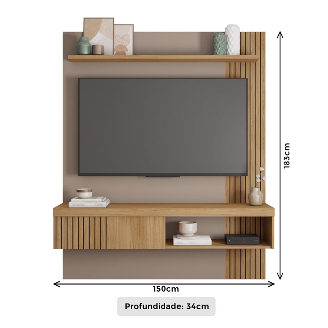 Painel para TV até 55 Polegadas 1,50m Caemmun Jade | Schumann