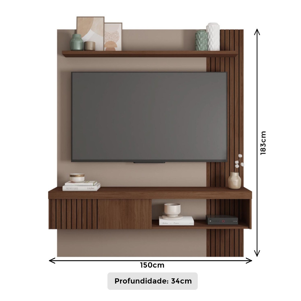 Painel para TV até 55 Polegadas 1,50m Caemmun Jade | Schumann