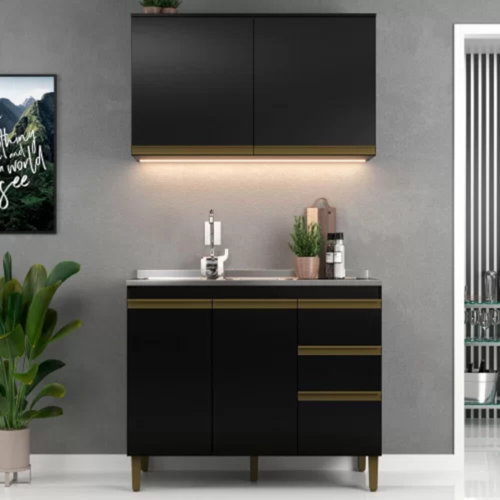 Balcão Pia 2P 3G Aéreo 2P 1,2m J Carvalho Cecilia Pre | Schumann