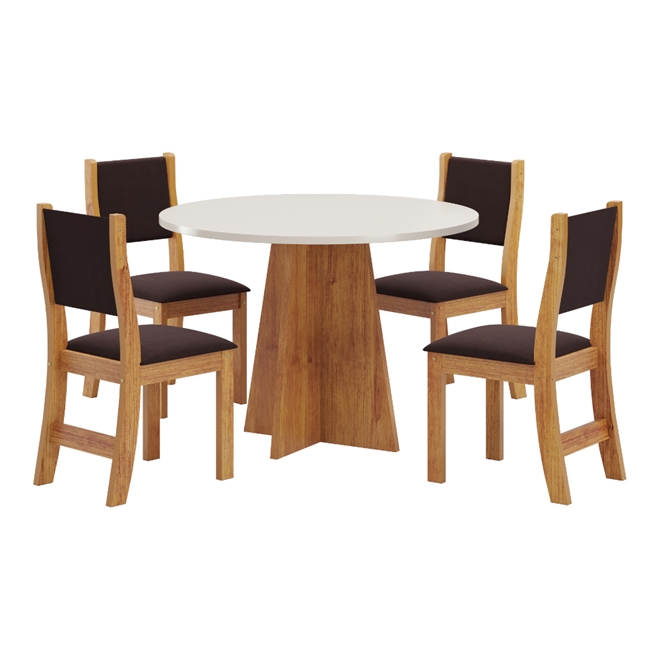 Conjunto Mesa de Jantar Slin com 4 Cadeiras Sol Viero | Schumann