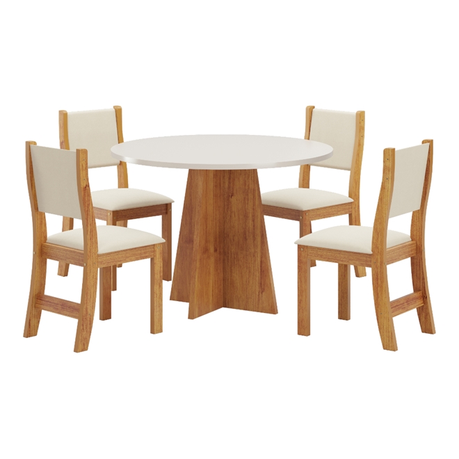 Conjunto Mesa de Jantar Slin com 4 Cadeiras Sol Viero Multisom