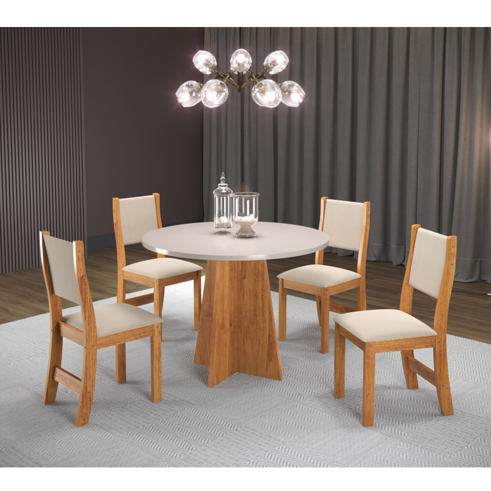 Conjunto Mesa de Jantar Slin com 4 Cadeiras Sol Viero Multisom