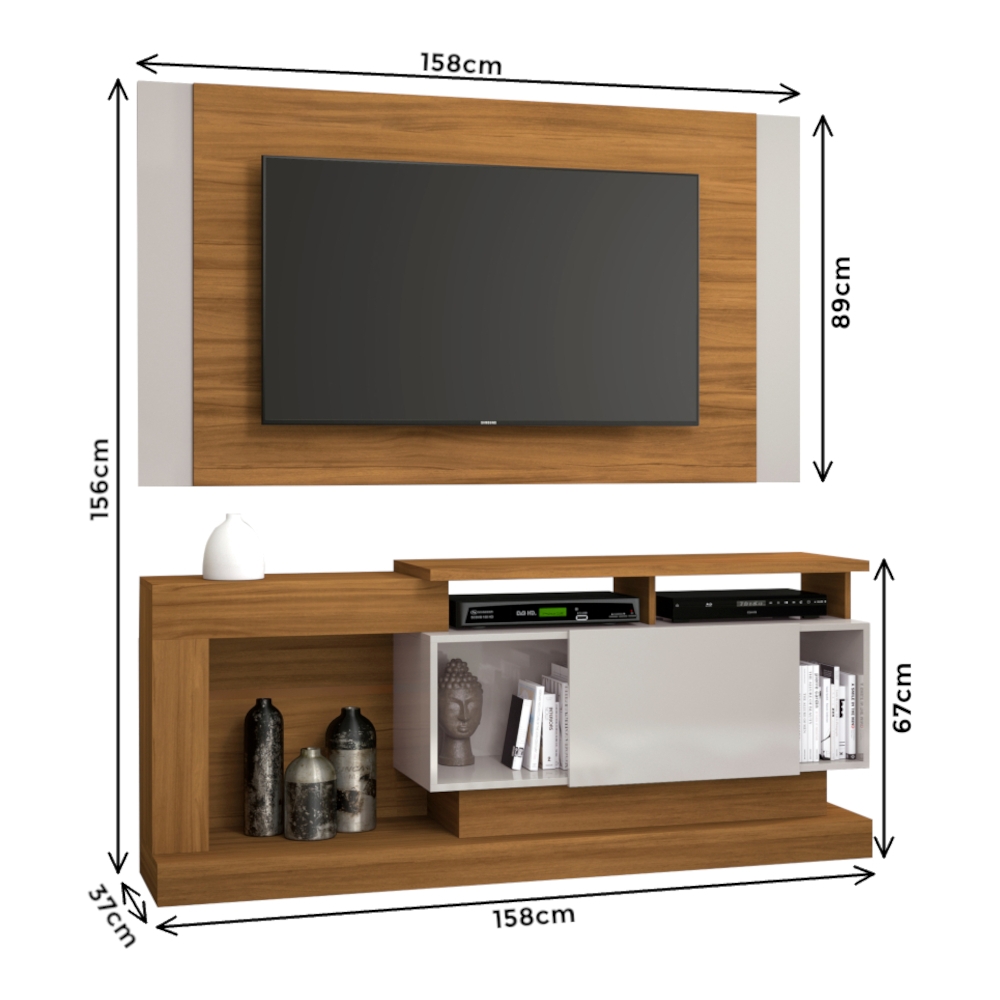 Rack com Painel para TV até 55 Polegadas Notável NT 10 | Schumann