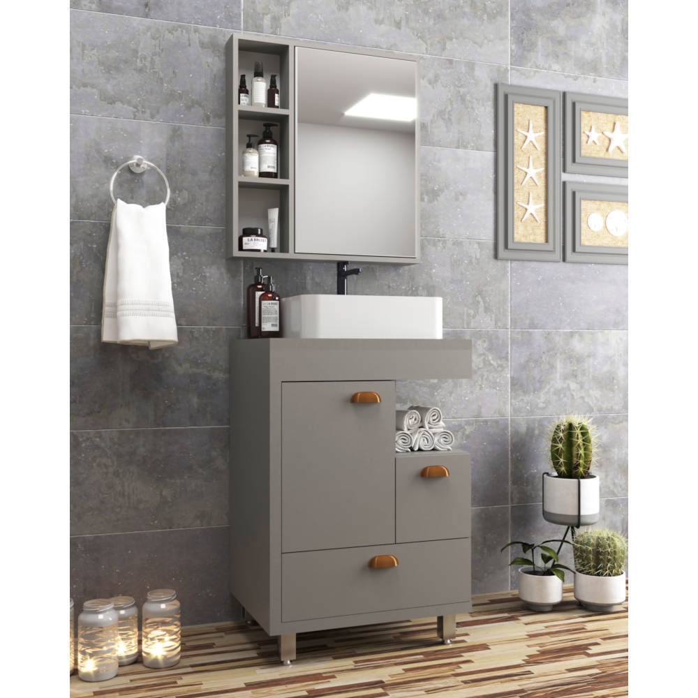 Gabinete para Banheiro com Pés Cuba e Espelheira Beliz | Schumann Gabinete para Banheiro com Pés Cuba e Espelheira Beliz | Schumann
