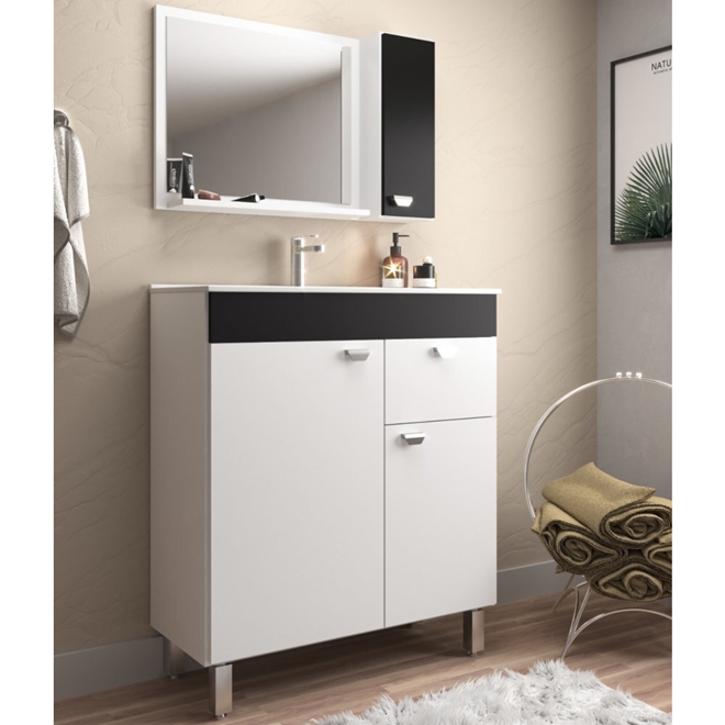 Gabinete para Banheiro com Pés Cuba e Espelheira Beliz | Schumann Gabinete para Banheiro com Pés Cuba e Espelheira Beliz | Schumann