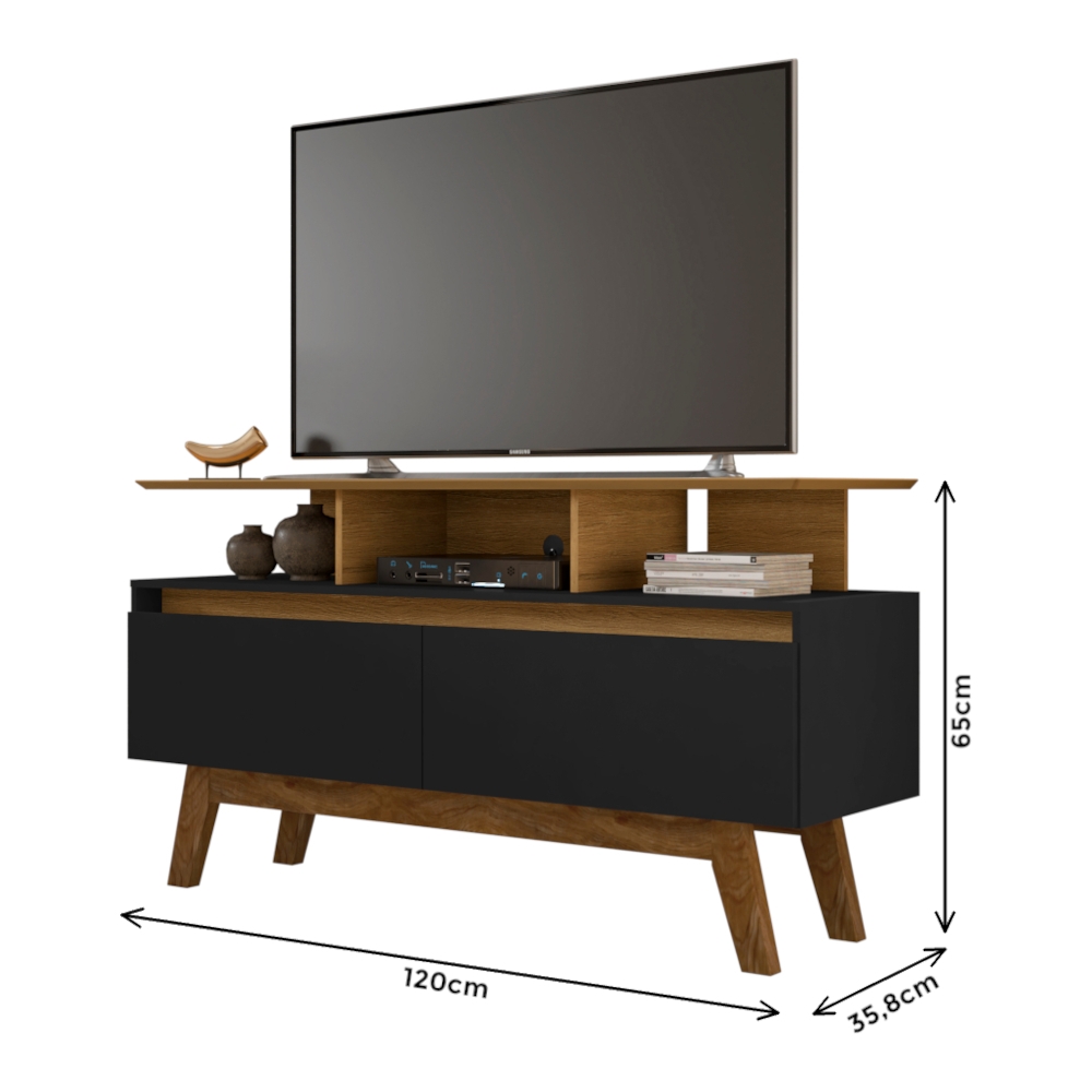 Rack para TV até 50 Polegadas 1,2m Pés em Madeira Maci Multisom
