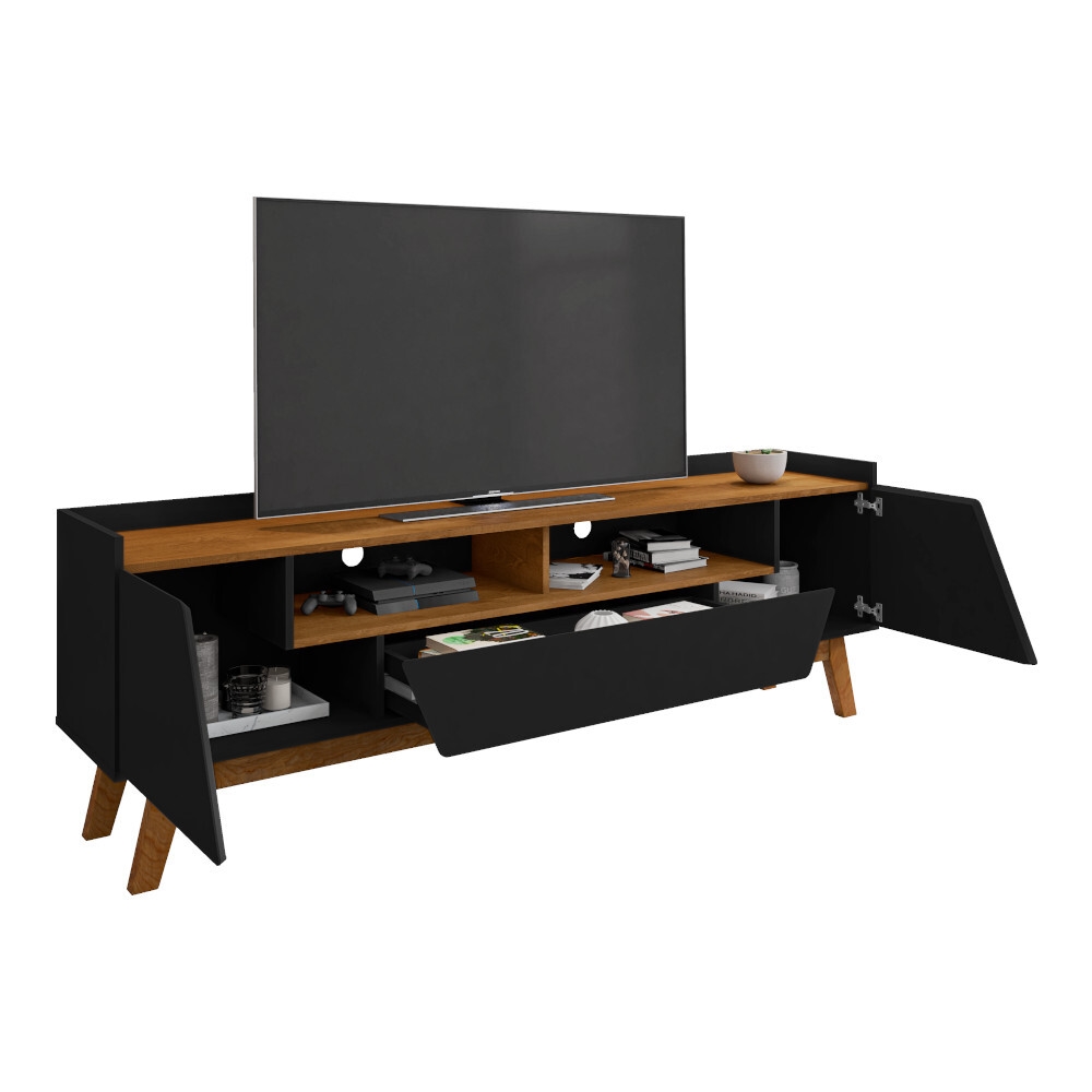 Rack para TV até 70 Polegadas 1,8m Pés em Madeira Maci | Schumann