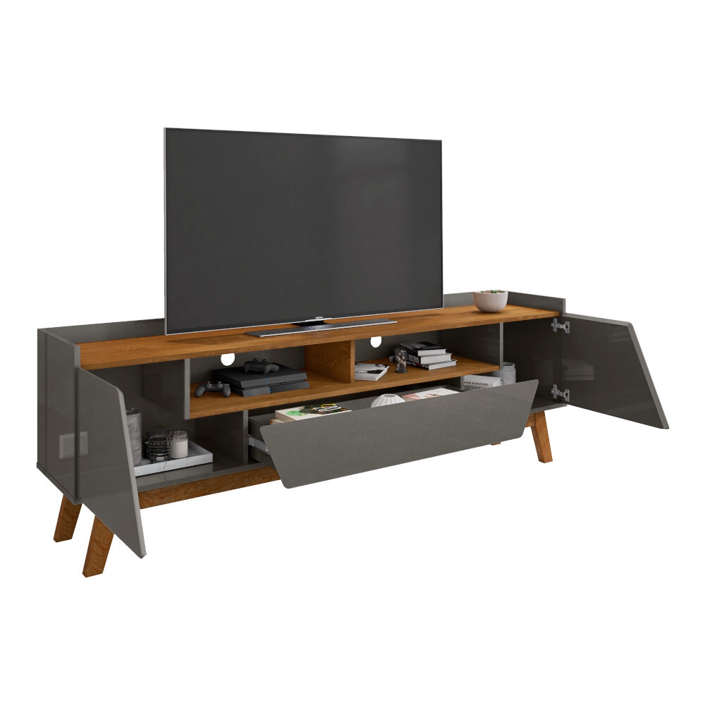 Rack para TV até 70 Polegadas 1,8m Pés em Madeira Maci | Schumann