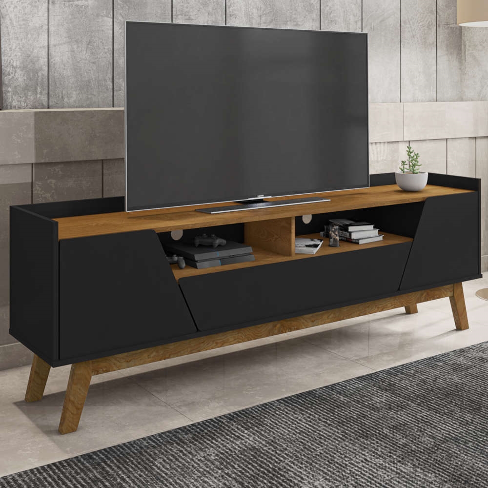 Rack para TV até 70 Polegadas 1,8m Pés em Madeira Maci | Schumann