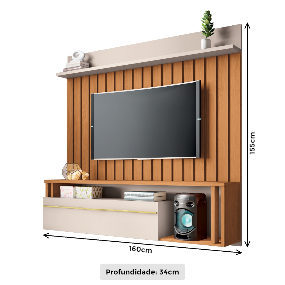 Painel para TV até 55 Polegadas 1,60m HB Móveis Self | Schumann