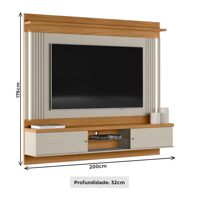 Painel para TV até 70 Polegadas 2m com LED Linea Brasi | Schumann