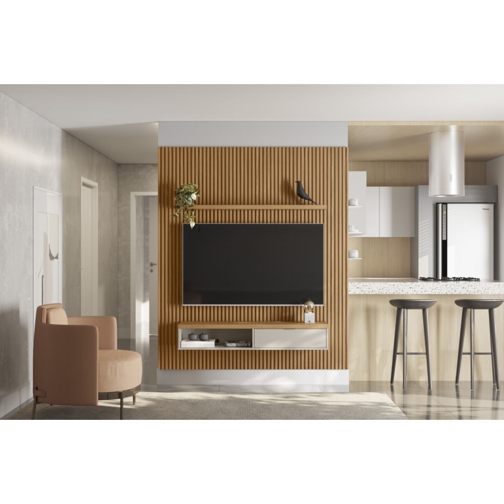 Painel para TV até 75 Polegadas 2,1m Linea Brasil Ripa Multisom