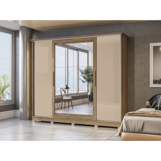 Guarda-Roupa Casal com Espelho 4 Portas de Correr 4 Ga | Schumann