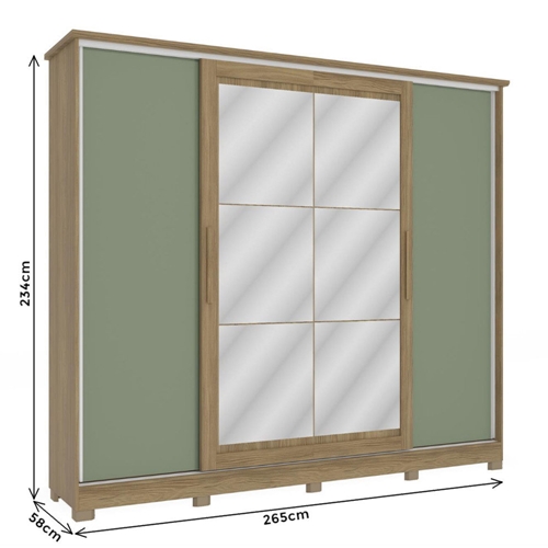 Guarda-Roupa Casal com Espelho 4 Portas de Correr 4 Ga | Schumann