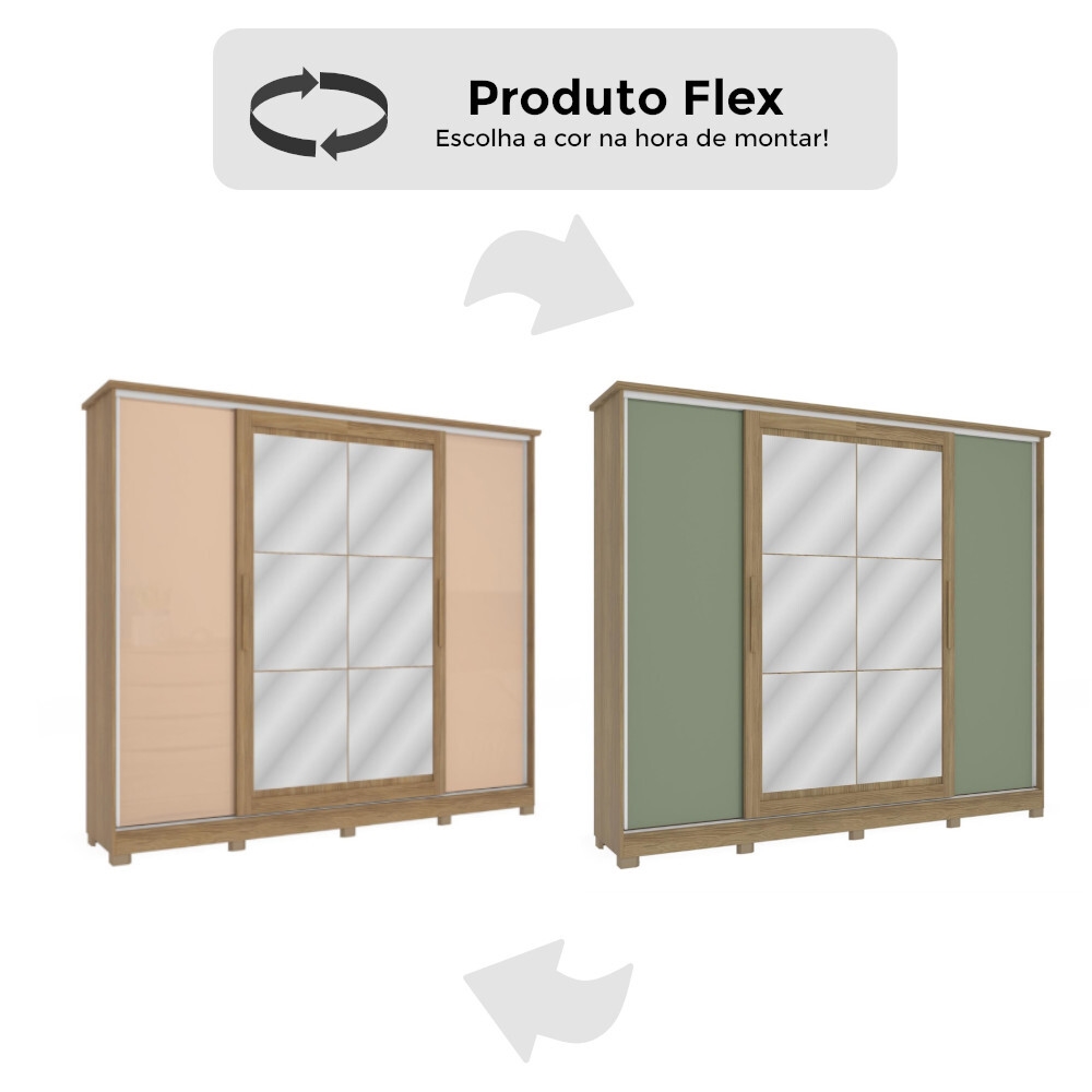 Guarda-Roupa Casal com Espelho 4 Portas de Correr 4 Ga | Schumann