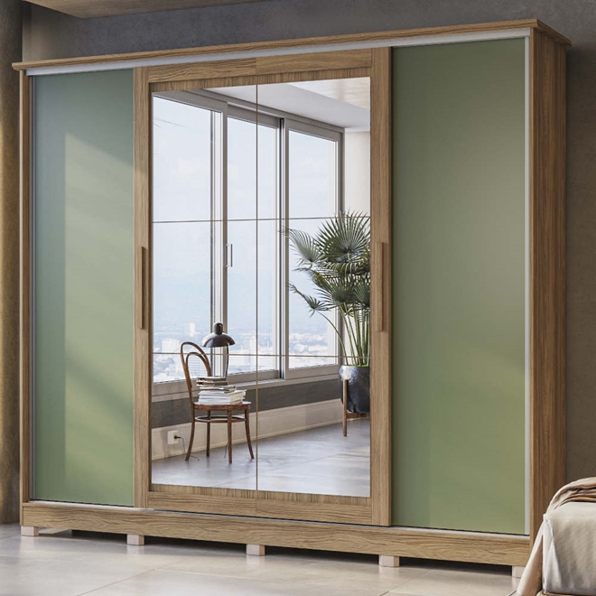 Guarda-Roupa Casal com Espelho 4 Portas de Correr 4 Ga Multisom