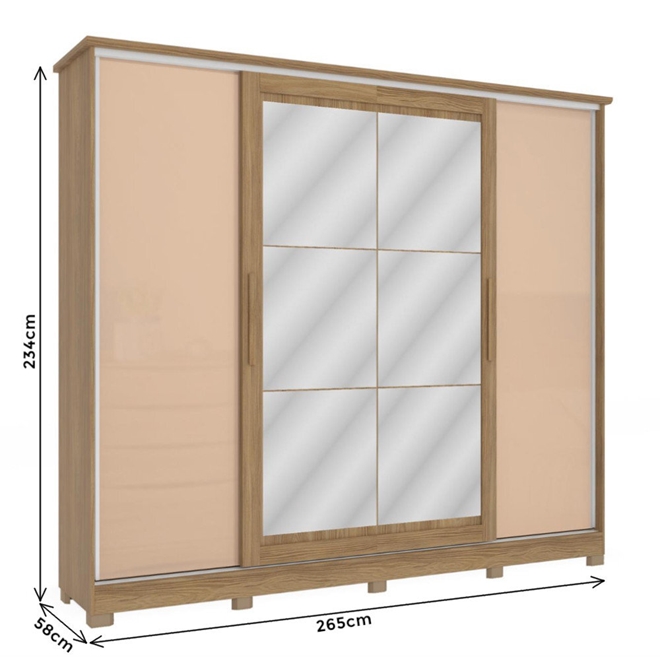 Guarda-Roupa Casal com Espelho 4 Portas de Correr 4 Ga Multisom