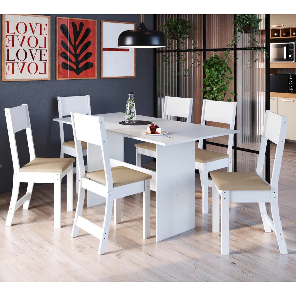 Conjunto Mesa de Jantar e 6 Cadeiras Karla Indekes | Schumann