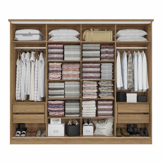 Guarda-Roupa Casal 4 Portas de Correr 4 Gavetas Kappes | Schumann