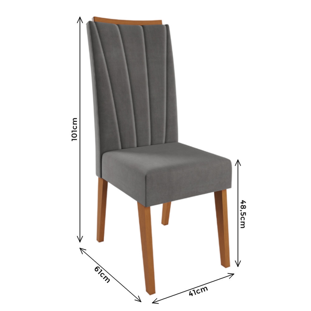 Conjunto Mesa de Jantar Aurora 6C Safira Viero Mel/Gra | Schumann